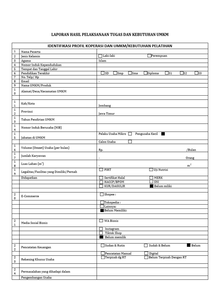 Format Formulir NIB | PDF
