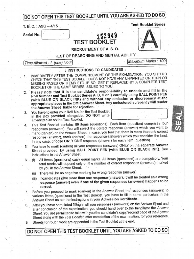 2012-13 ASO Reasoning | PDF