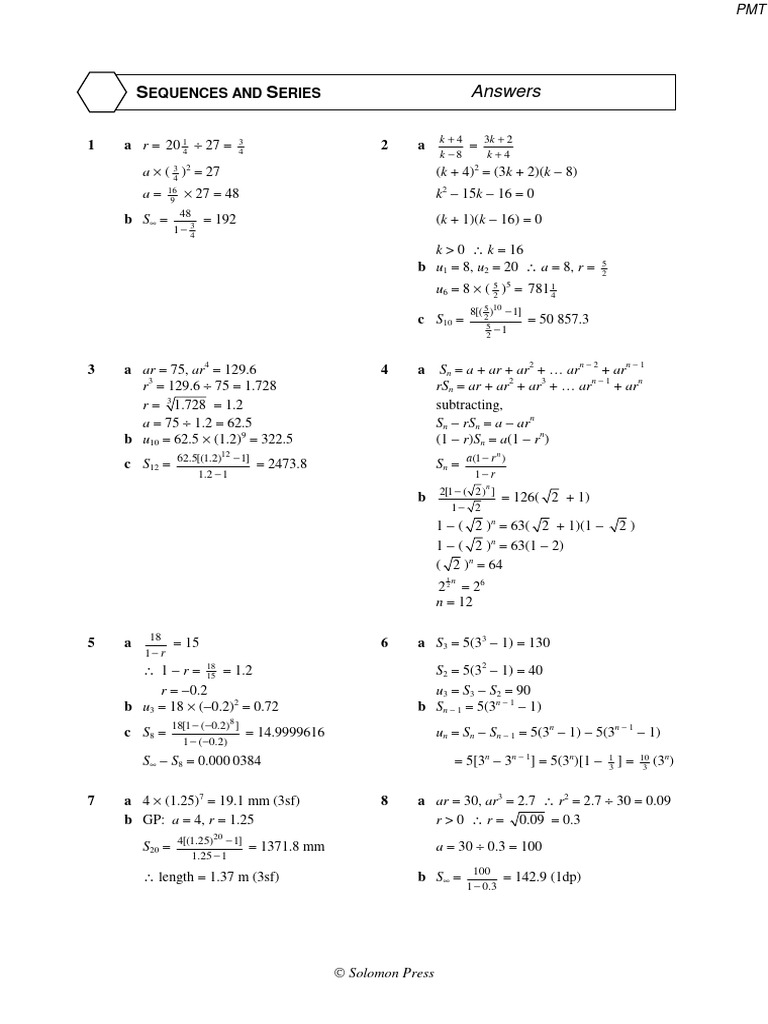 07b. Geometric Series Further Questions - Answers | PDF