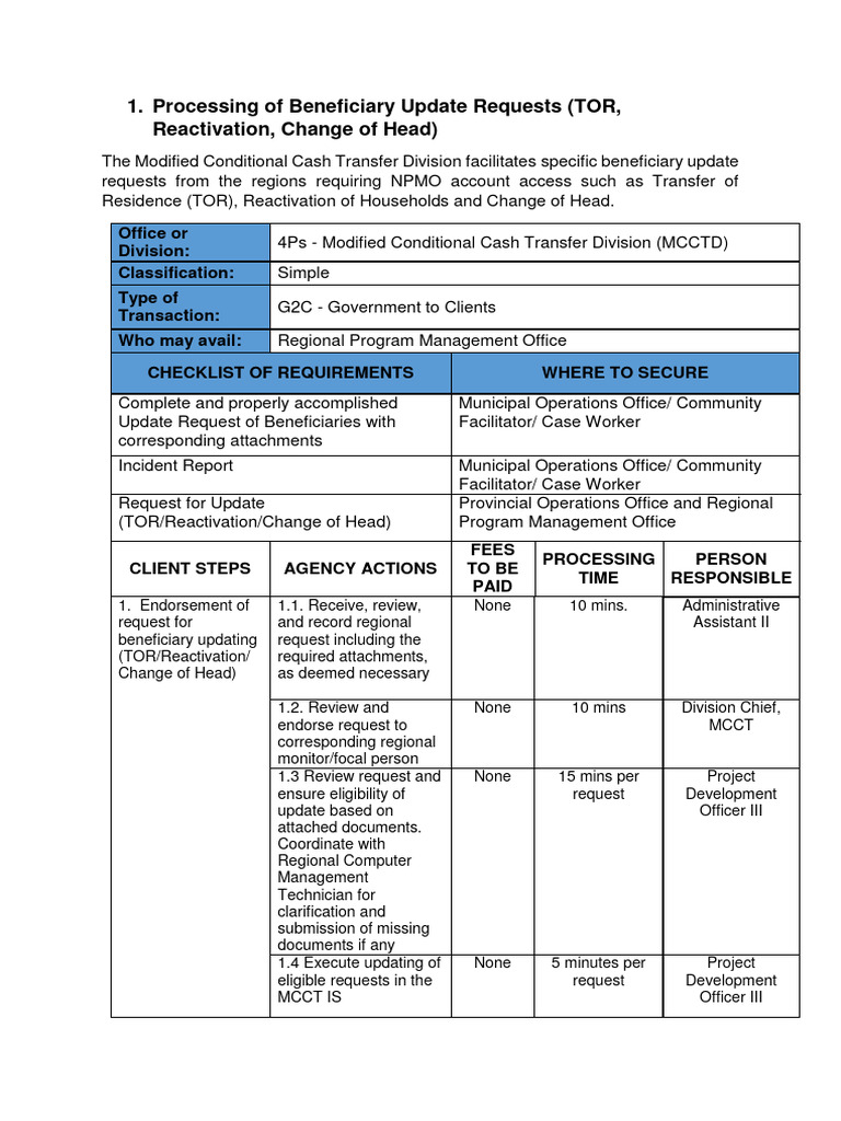 Beneficiary Update Request Process Guide | PDF | Business | Technology ...