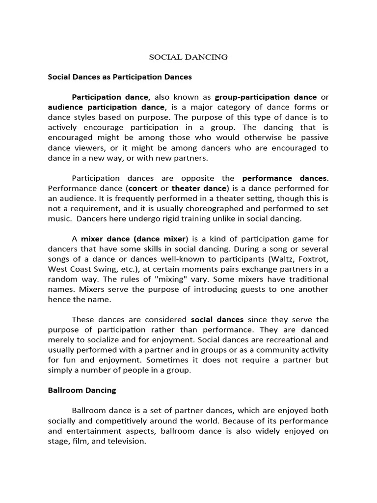 Social Dances | Download Free PDF | Ballroom Dance | Dances