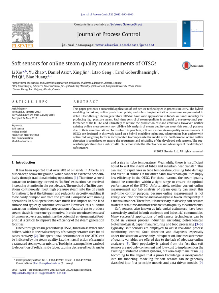 Soft Sensors For Online Steam Quality Measurements of OTSG | PDF ...
