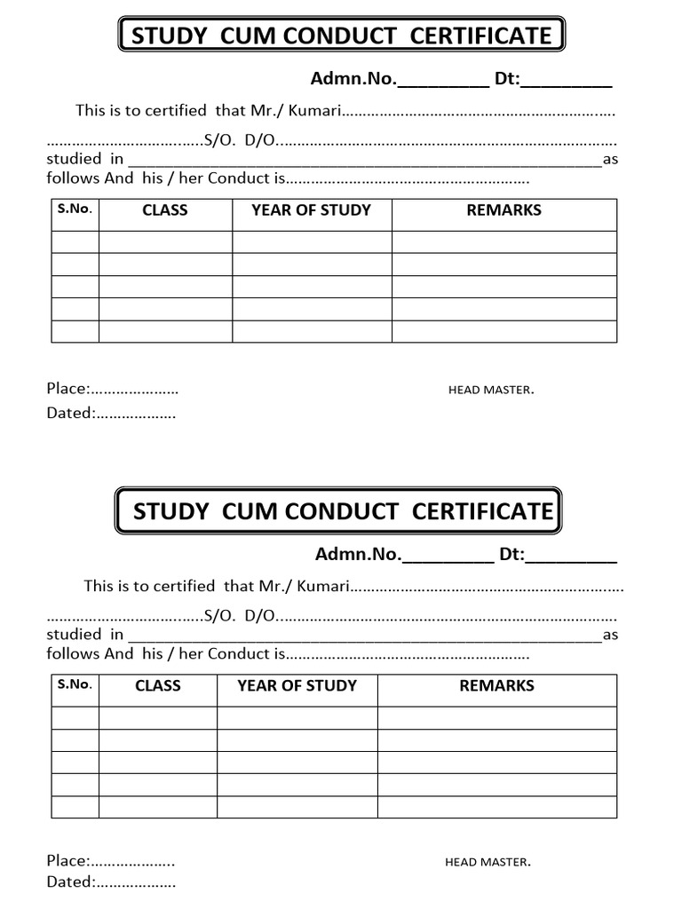 Study&Conduct Certificate | PDF | Career & Growth | Business