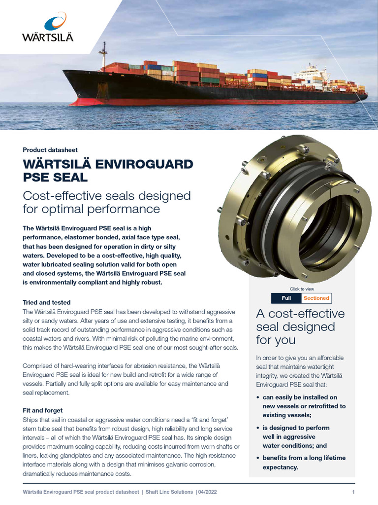Wartsila Enviroguard PSE Seal Datasheet 0422 Web | PDF | Pump | Mechanical Engineering