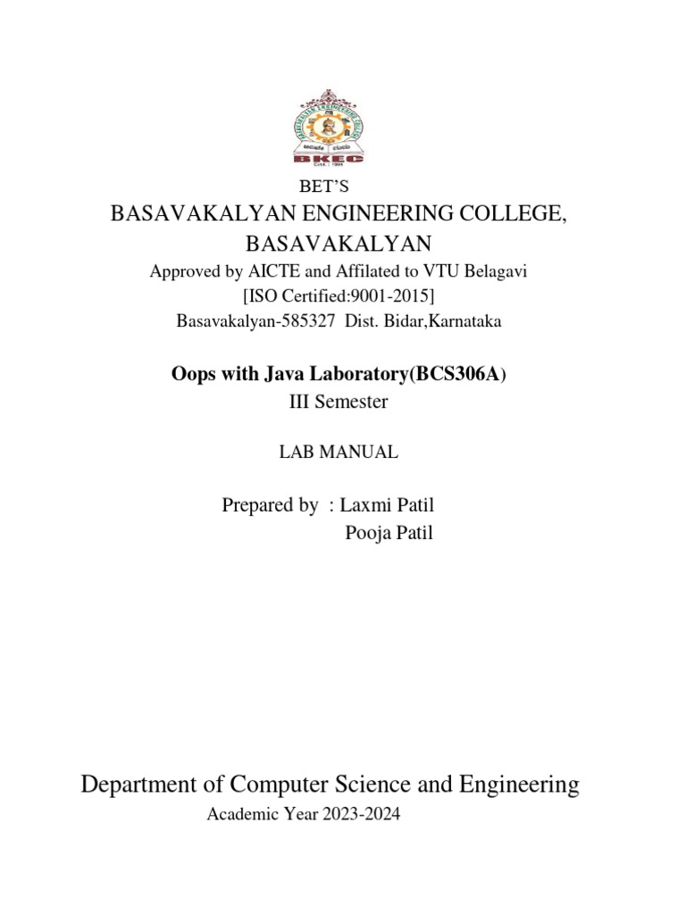 Oops With Java Lab Manual Pdf Method Computer Programming Constructor Object Oriented 7359