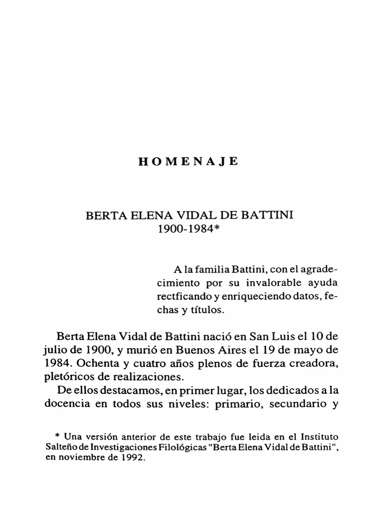 Berta homenaje y bibliografia | PDF