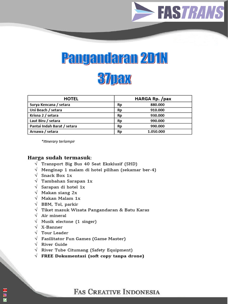 Pangandaran 2D1N - 37pax | PDF