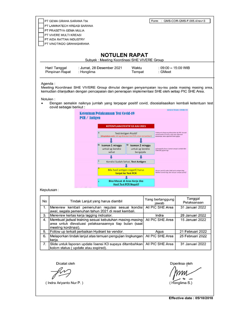 Notulen Meeting Koordinasi Januari 2022 | PDF