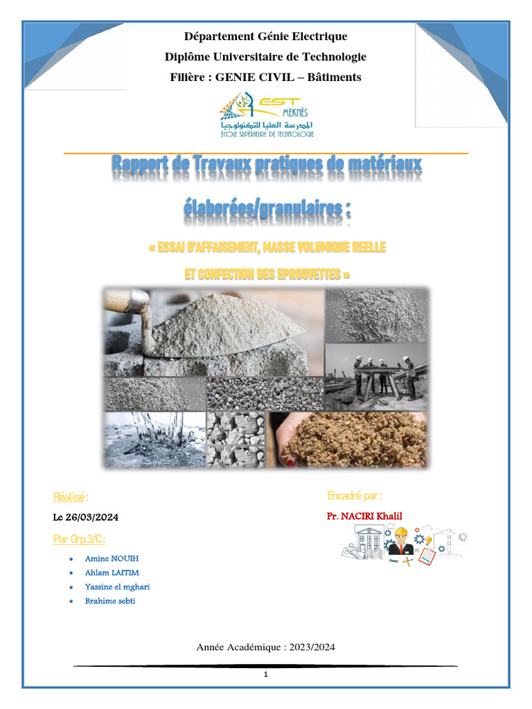 Essai d'affaissement et béton 2024 | PDF | Béton | Matériaux