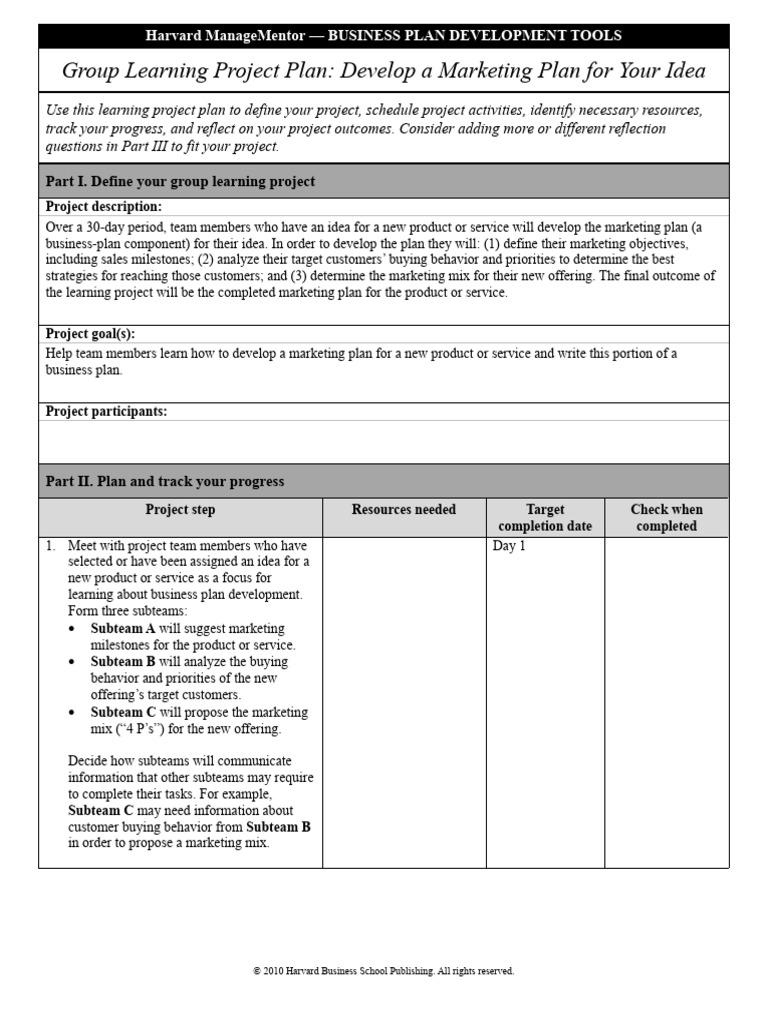 BusinessPlanDevelopment GroupProject DevelopAMarketingPlan | PDF ...