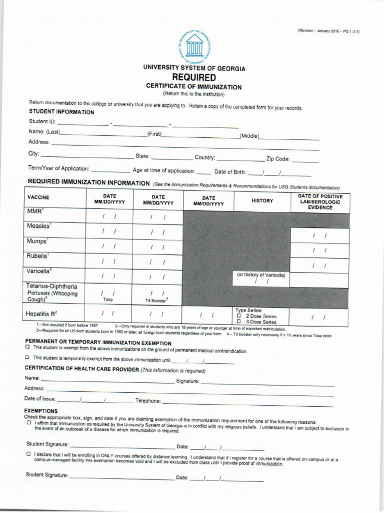 Immunization Forms | PDF