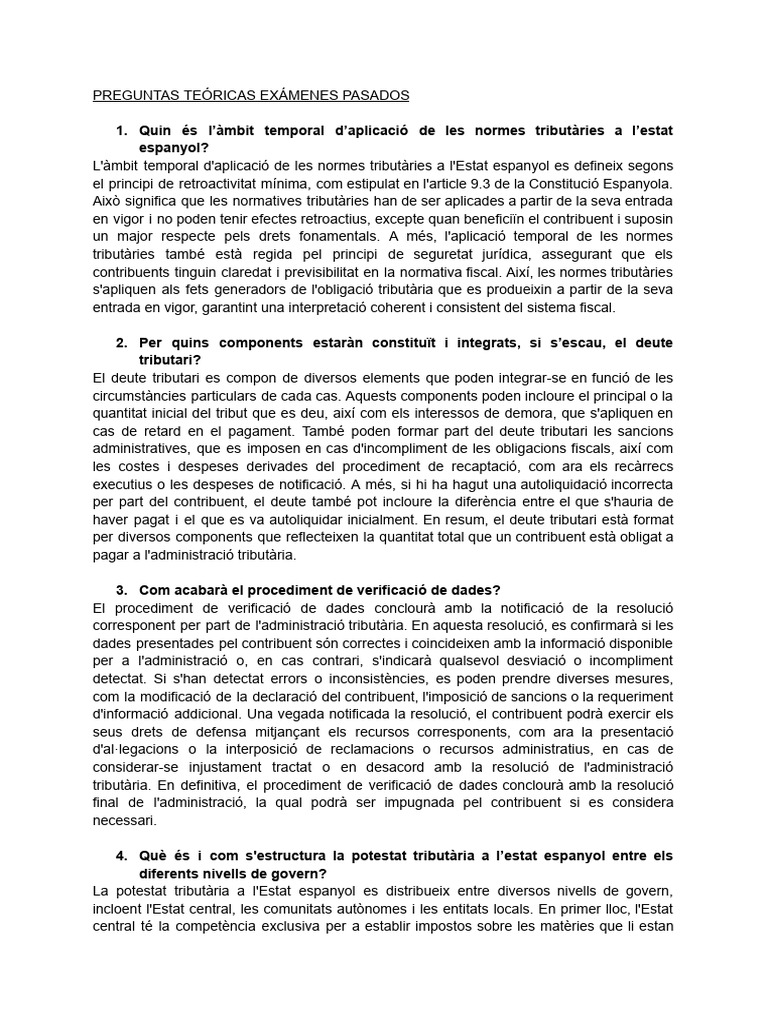 PREGUNTAS TEÓRICAS EXÁMENES PASADOS | PDF