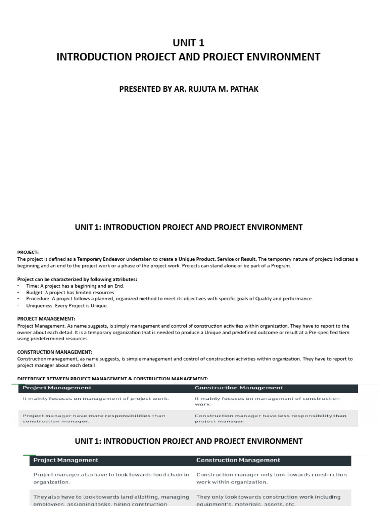 Unit 1 | PDF | Project Management | Architect