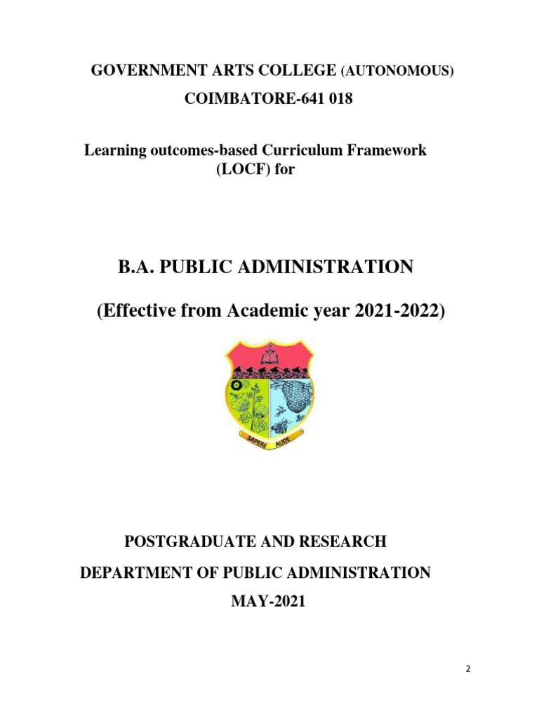 B.A. Public Administration Syllabus 2021-22 | PDF | Curriculum | Public ...