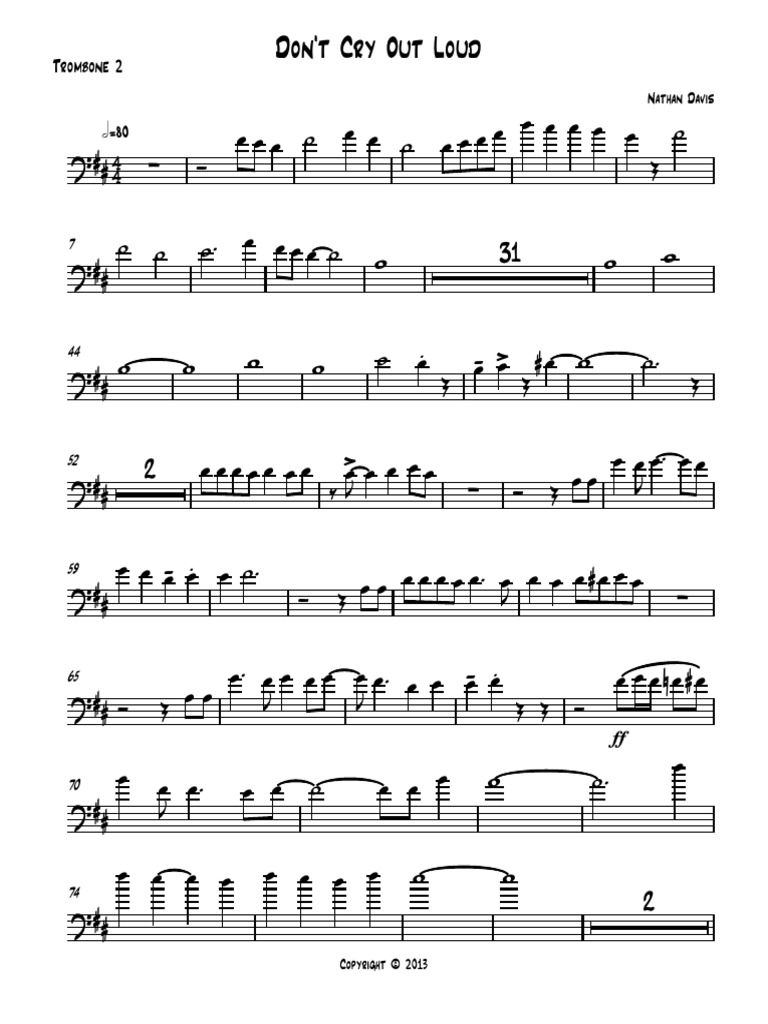 Don T Cry Out Loud Trombone Quintet Trombone 2 | PDF