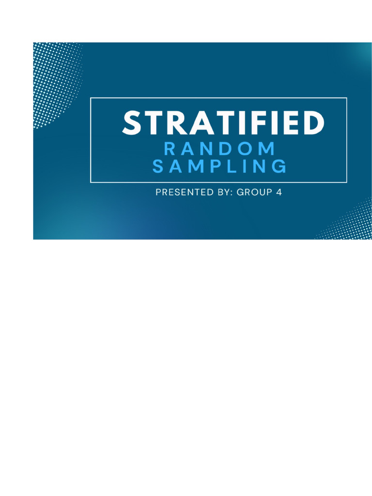 Stratified Random Sampling | PDF