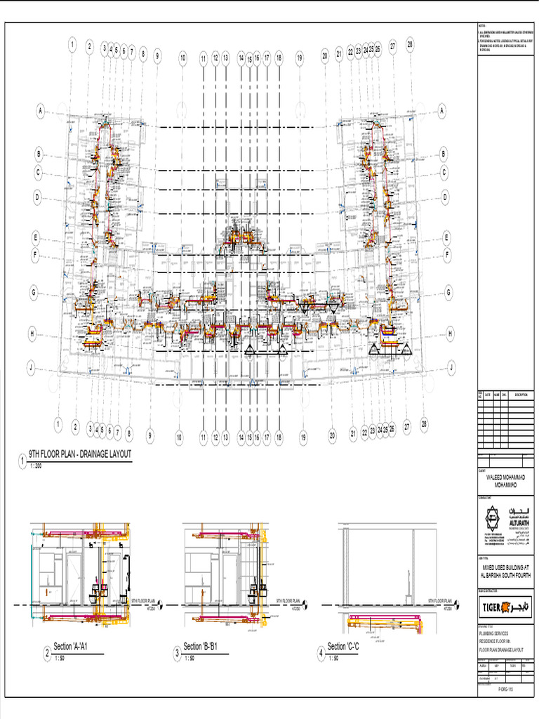 M-DRG-115 - 9TH Floor Plan Drainage Layout | PDF | Technical Drawing