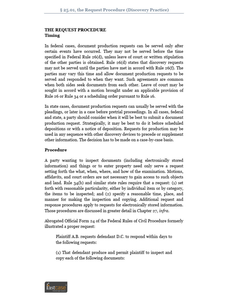 Chapter 25 Requesting Documents and Responding To Requests | PDF ...