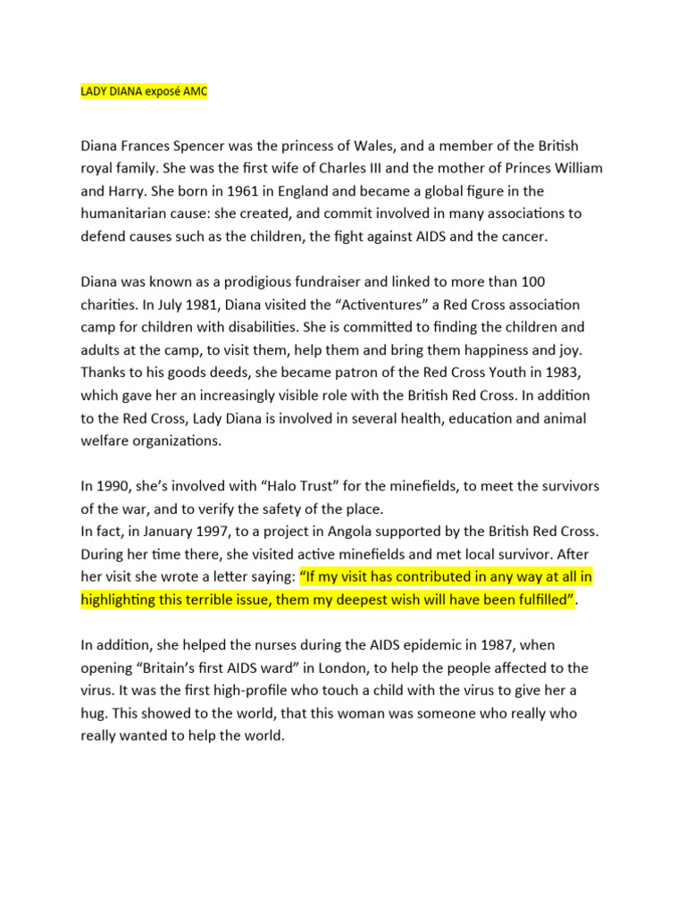 LADY DIANA Exposé AMC | PDF | History