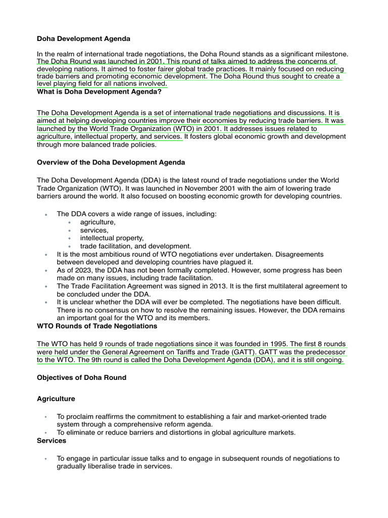 DOHA DEVELOPMENT ROUND | PDF | World Trade Organization | Doha ...