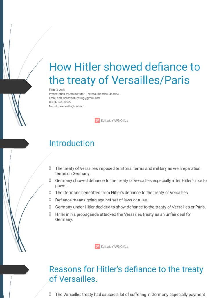 Hitler's Defiance of the Versailles Treaty | PDF | Treaty Of Versailles ...