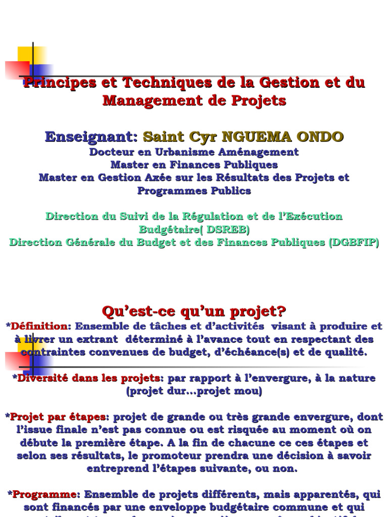 Principes de Gestion de Projets | PDF | Gestion de projet