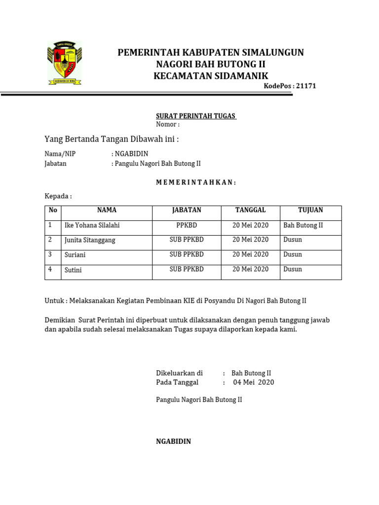 Surat Tugas BBT 2 | PDF