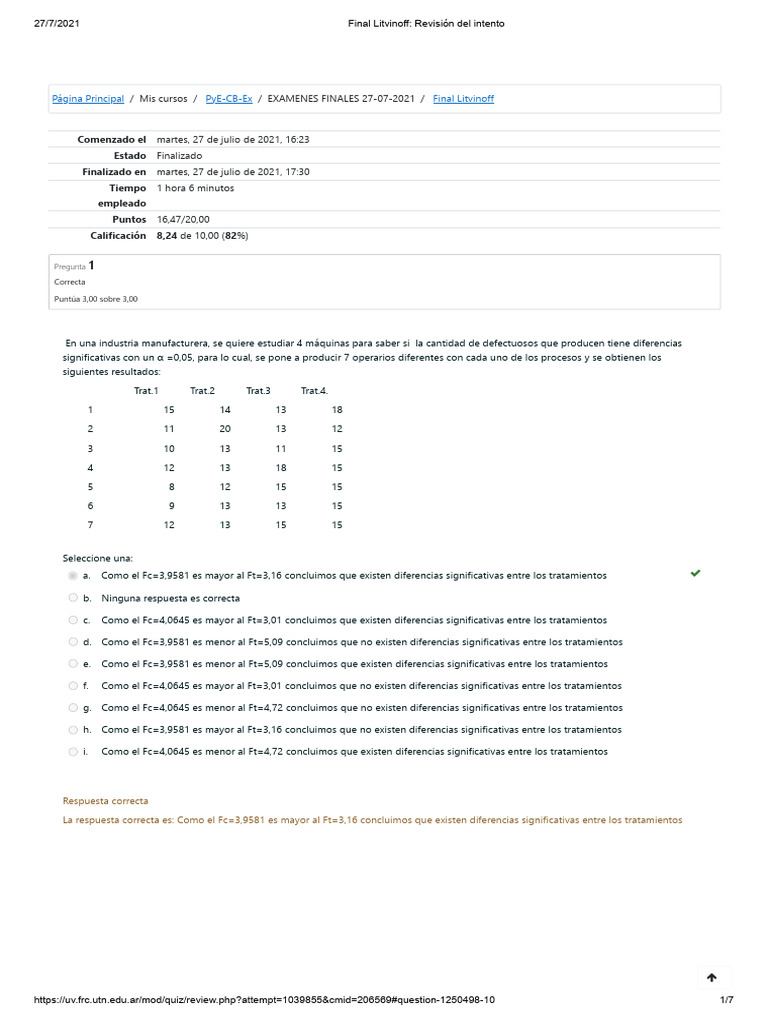 Examen Final Litvinoff: Resultados y Análisis | PDF | Estimador ...