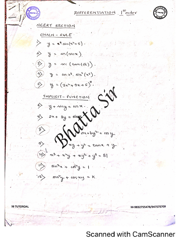 Differentiation Problems 1 | PDF