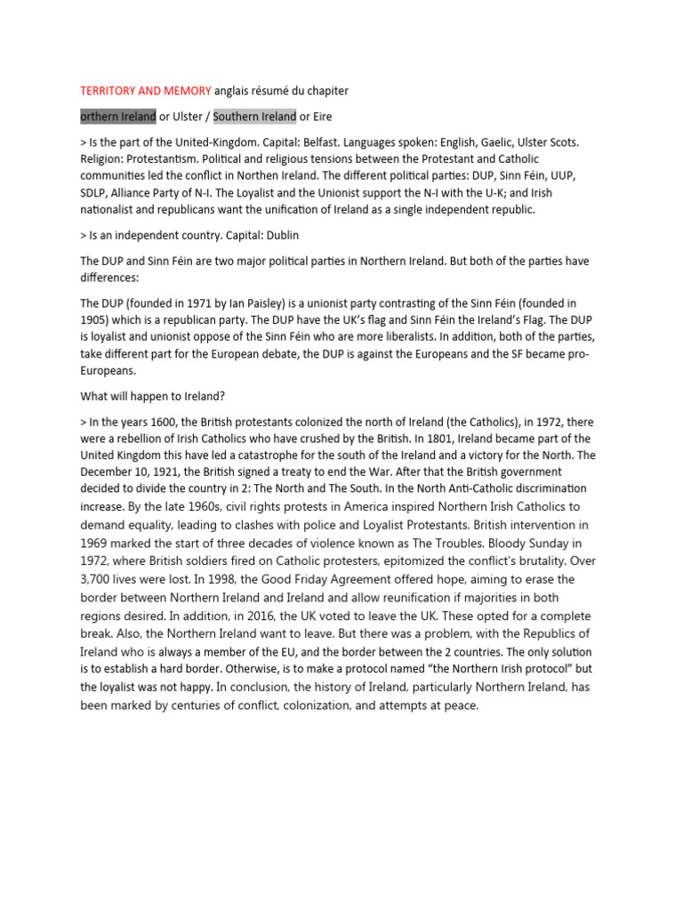 Northern Ireland Conflict History | PDF | Northern Ireland | Unionism ...