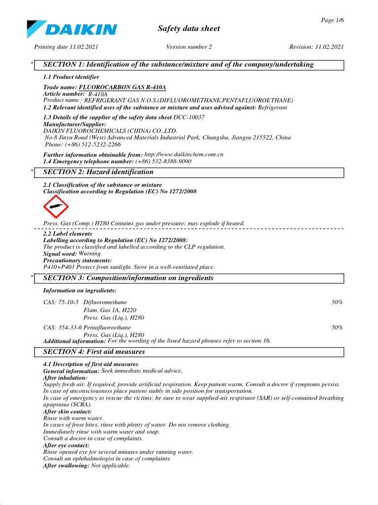 Safety Data Sheet: SECTION 1: Identification of The Substance/mixture and of The Company ...