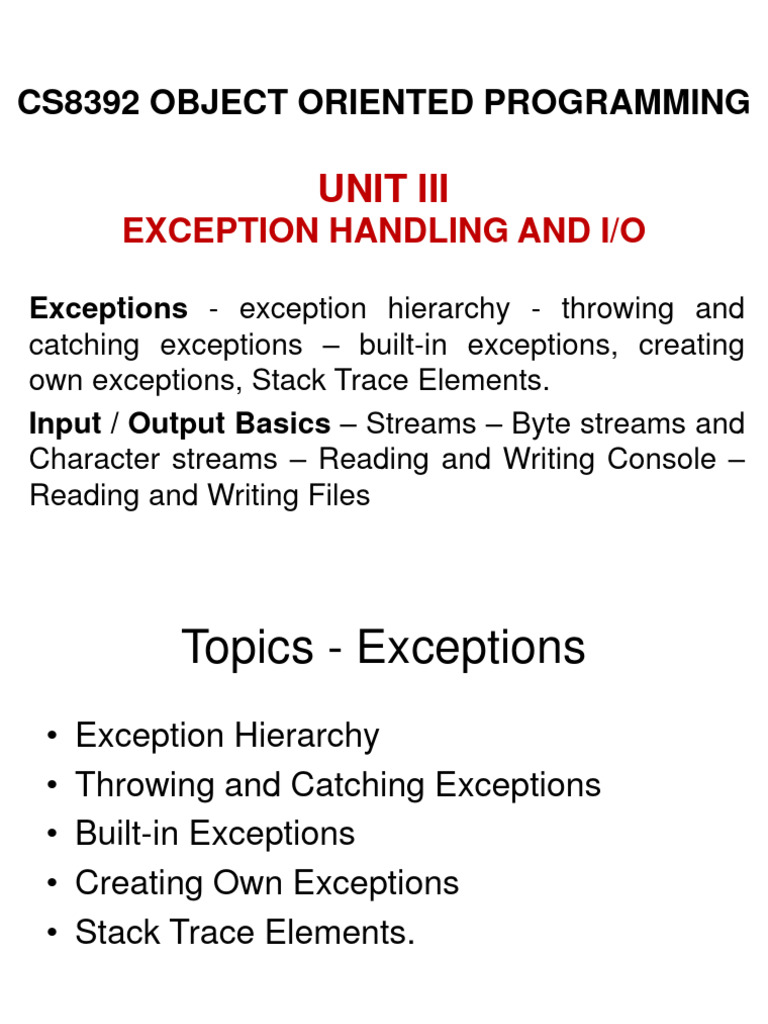 Oops Unit-3 | PDF | Input/Output | Computer Data Oops Unit-3 | PDF | Input/Output | Computer Data