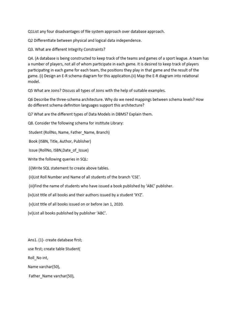 DBMS Question Bank | Download Free PDF | Databases | Relational Model