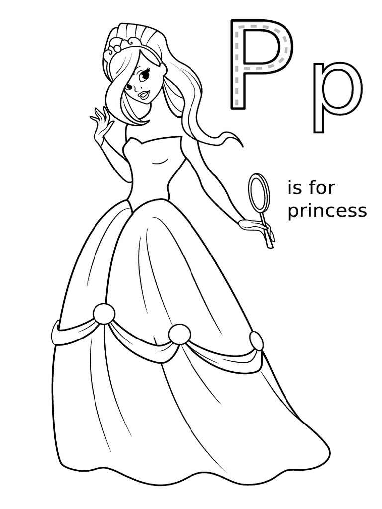 P is for Princess Coloring Page | PDF