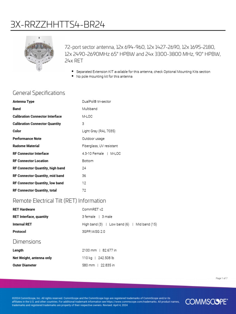3x rrzzhhtts4 br24 Product Specifications | PDF | Antenna (Radio ...