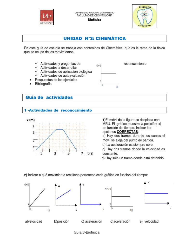Guía N°3 Cinematica | PDF | Velocidad | Aceleración