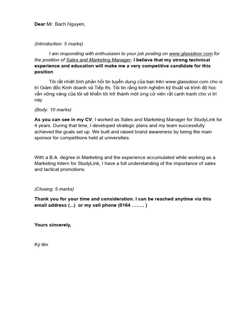 Application for Sales Manager at StudyLink | PDF | Career & Growth | Business