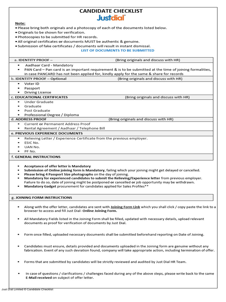 Candidate Check List | Download Free PDF | Government And Personhood ...