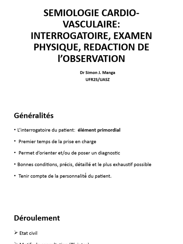 Sémio CV Interrogatoire | PDF | Indice de masse corporelle | Obésité