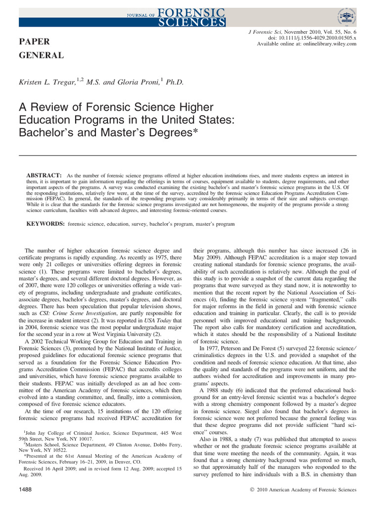 Journal of Forensic Sciences - 2010 - Tregar - A Review of Forensic ...