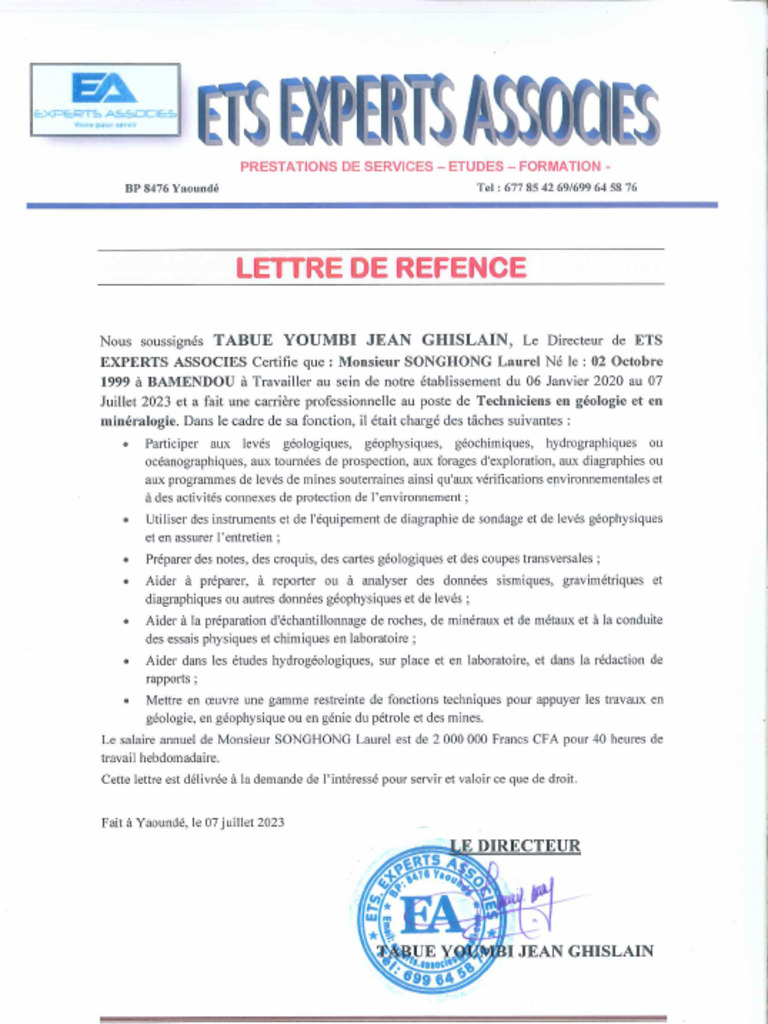 Lettre de Reference | PDF