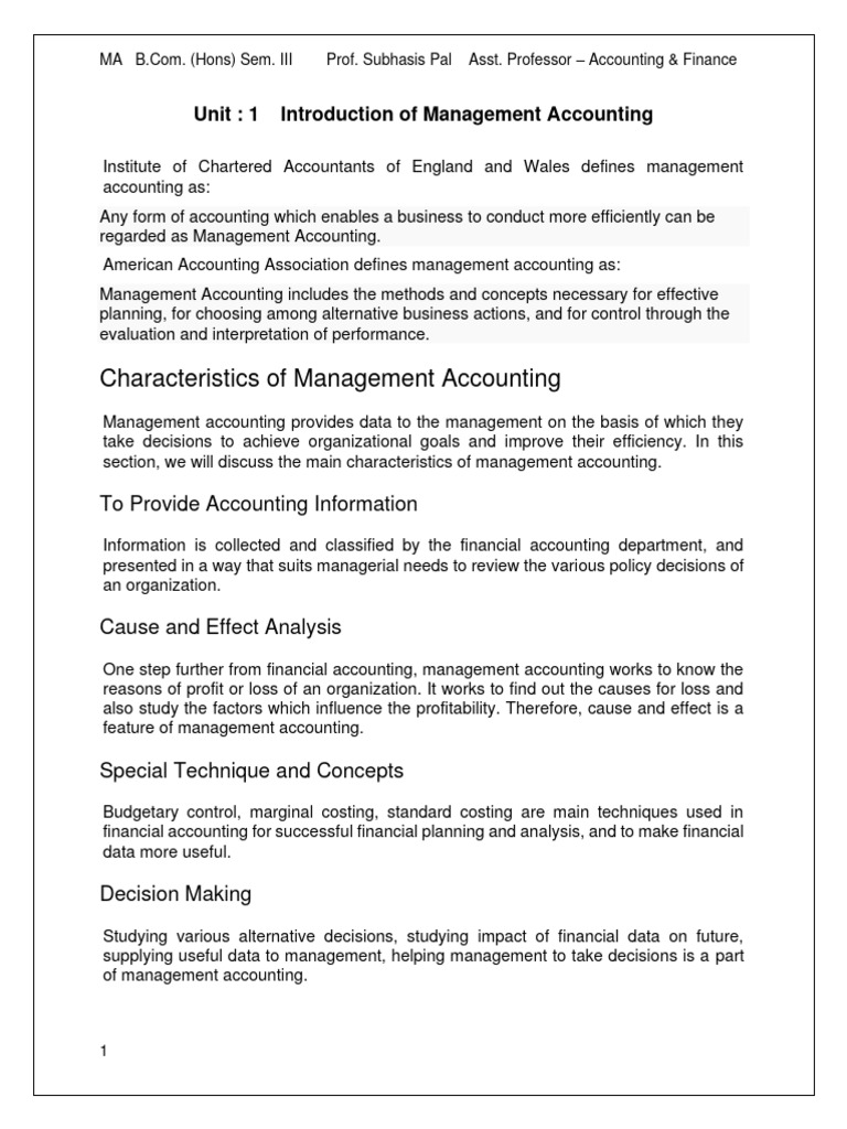 Module I Introduction of Management Accounting | Download Free PDF ...