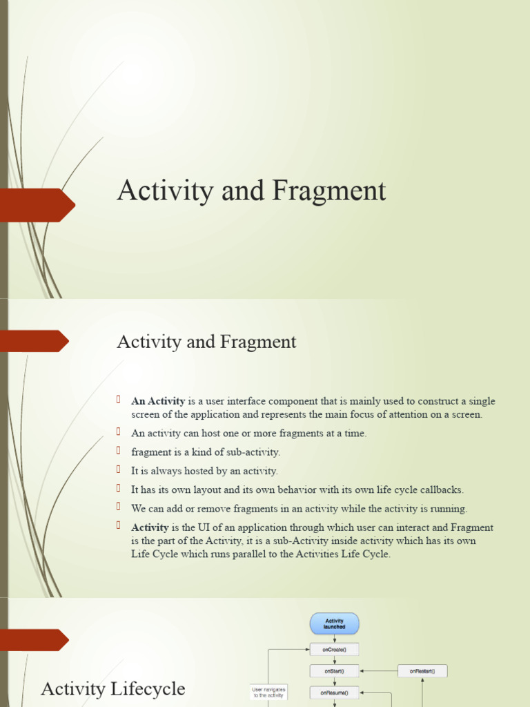 Activity and Fragment | PDF | Mobile App | User Interface
