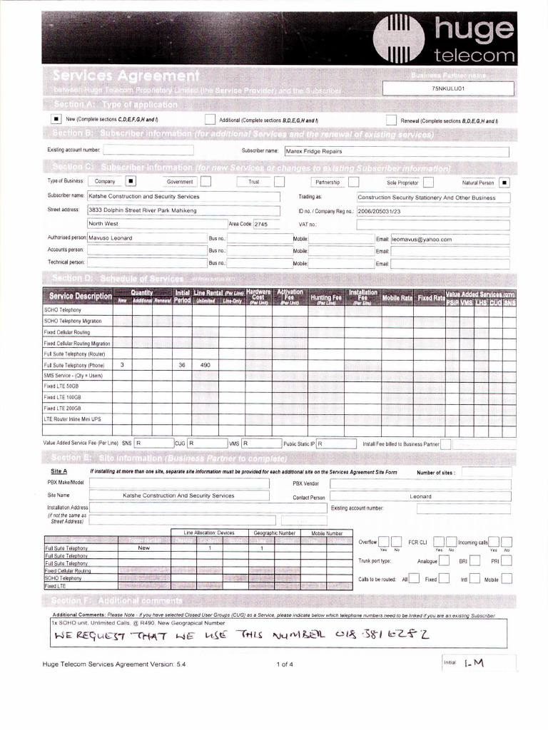 Huge Telecom Forms | PDF