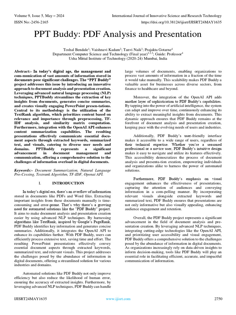 Buddy: PDF Analysis and Presentation | PDF | Information Science | Cognitive Science