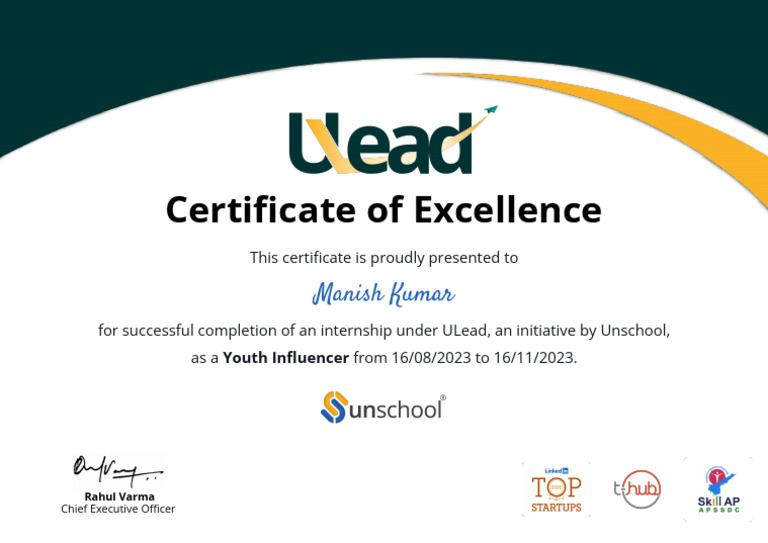 Manish Kumar - ULead - Certificate | PDF