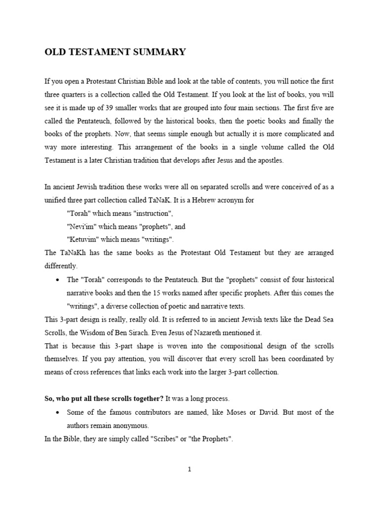 1 Old Testament Summary and The Book of Genesis | PDF | Hebrew Bible ...
