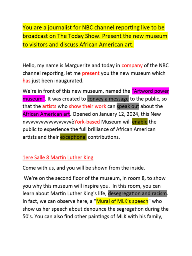 You Are A Journalist For NBC Channel Reporting Live To Be Broadcast On ...
