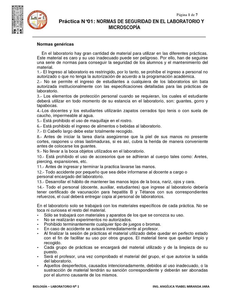 Práctica 1 Normas de Seguridad en Laboratorio y Microscopía | PDF | Resolución angular | Óptica