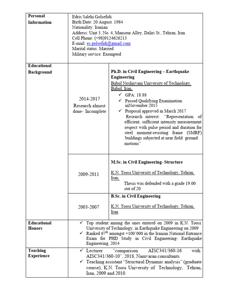 My CV - 231014 - 091109 | PDF | Engineering